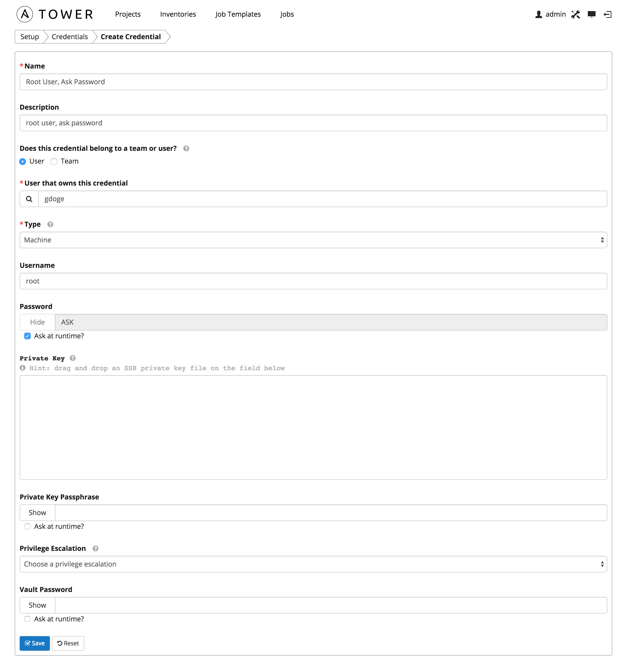 9 Create A Credential Ansible Tower Quick Setup Guide
