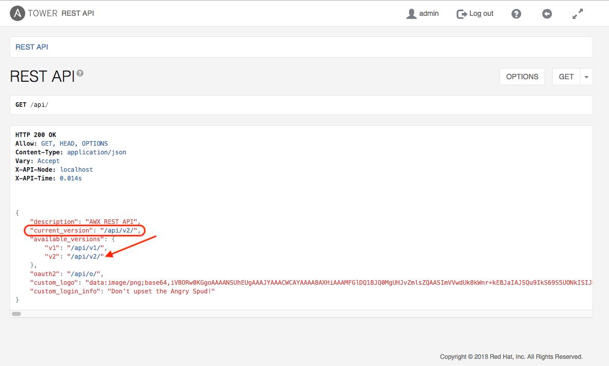 2 Browsable API Ansible Tower API Guide V3 8 3