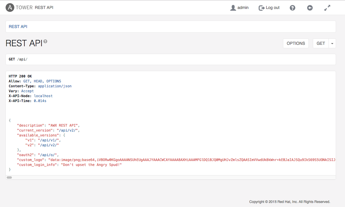 2 Browsable API Ansible Tower API Guide V3 8 4