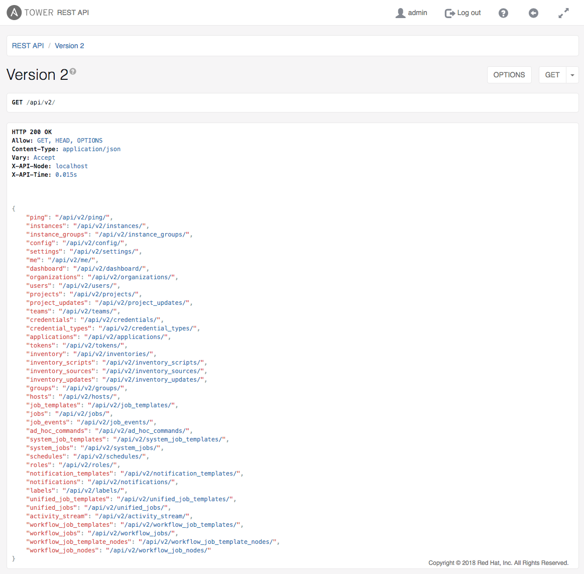 2 Browsable API Ansible Tower API Guide V3 8 6